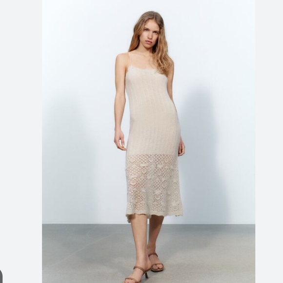Zara | Dresses | Zara Pointelle Knit Alpaca Bend Dress Szml | Poshmark